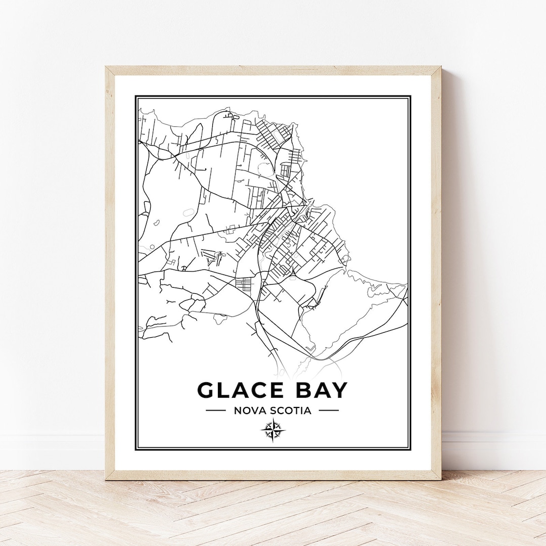 Glace Bay Map Print | Map of Glace Bay Nova Scotia | Black & White ...