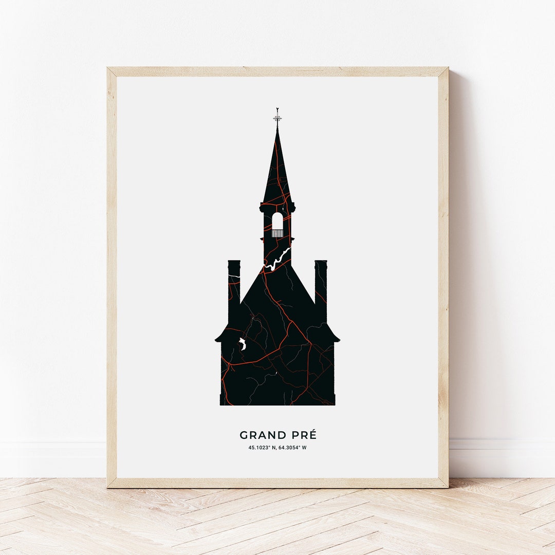 Grand-pre Church Print | Map of Grand-pre Nova Scotia | Digital ...