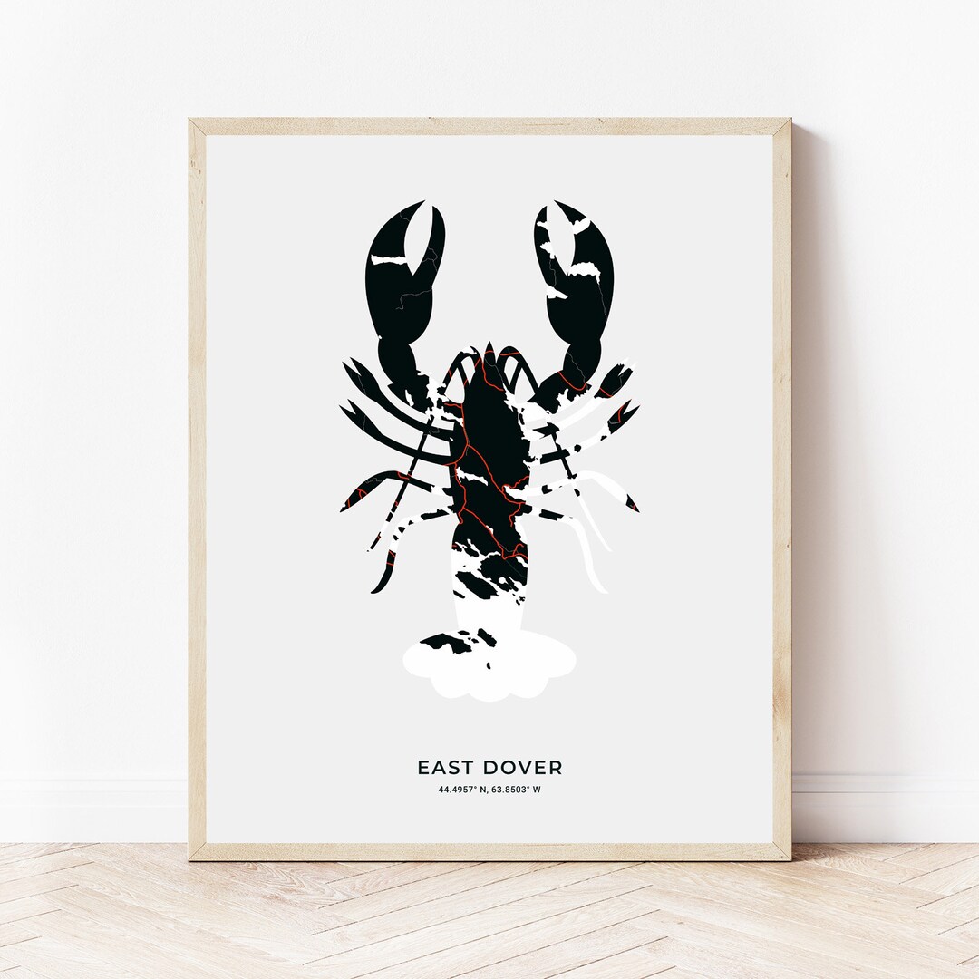 East Dover Lobster Print | Map of East Dover Nova Scotia | Digital ...