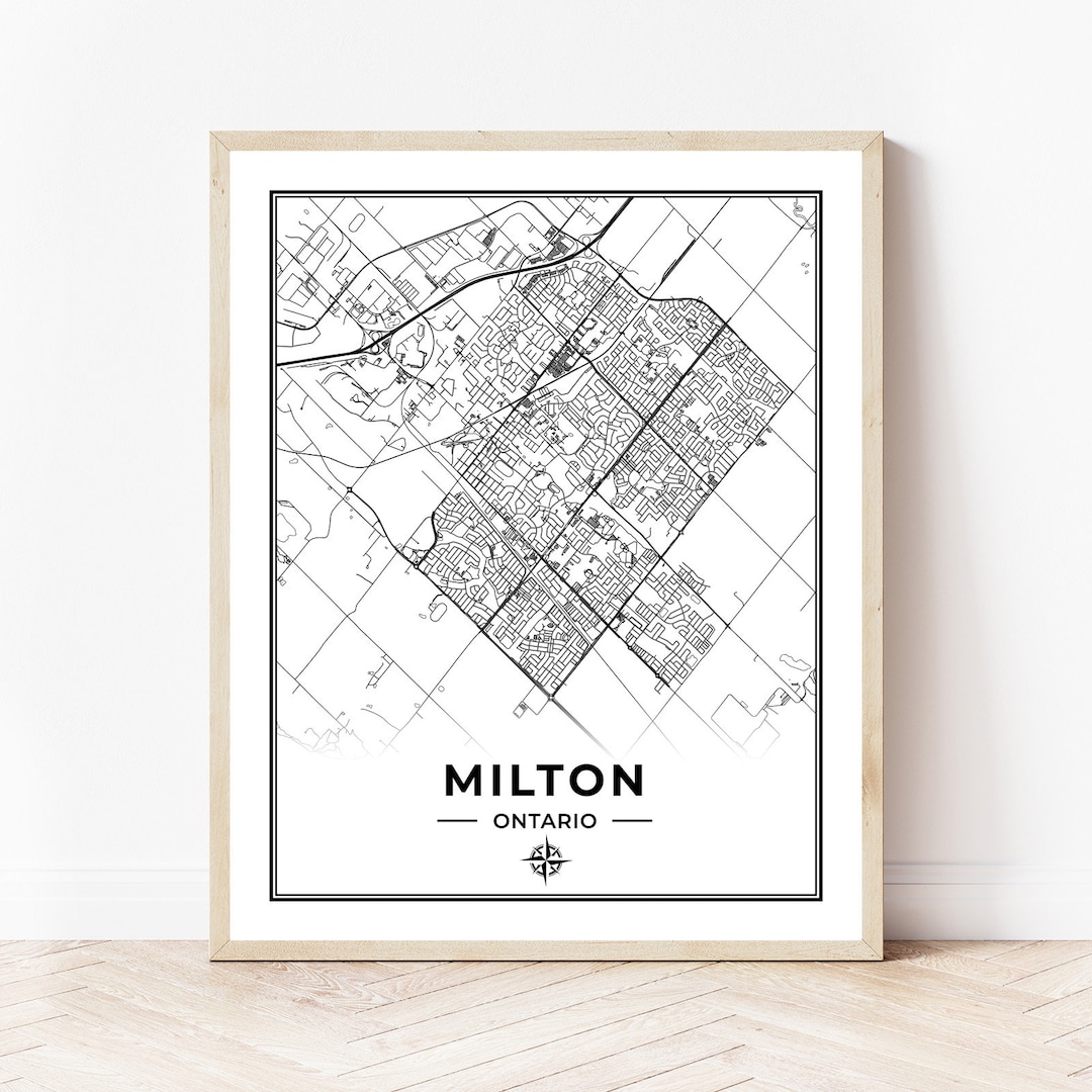 Milton Map Print | Map of Milton Ontario | Black & White | Digital Download - Etsy