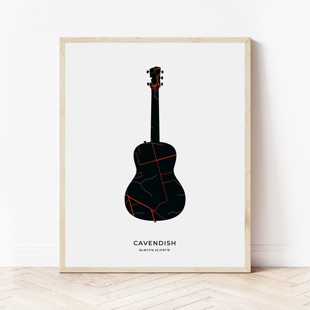 Cavendish Guitar Print | Map of Cavendish Prince Edward Island ...