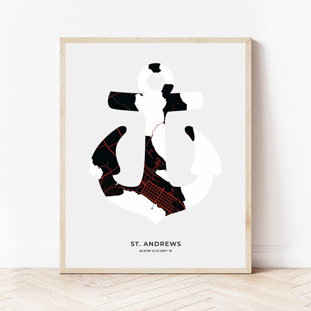 Saint Andrews Anchor Print | Map of Saint Andrews New Brunswick ...