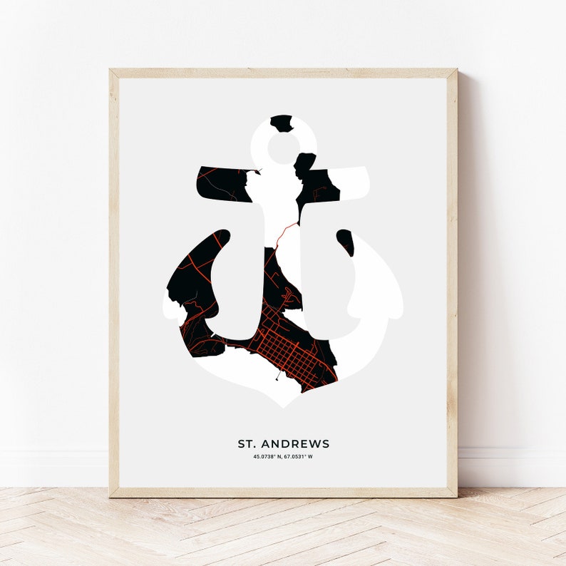 Saint Andrews Anchor Print | Map of Saint Andrews New Brunswick ...