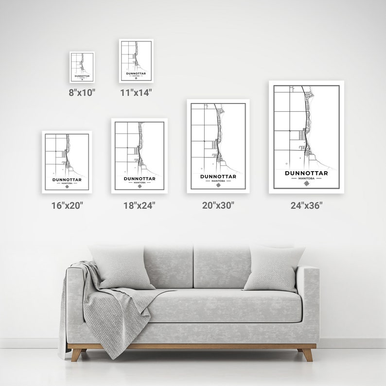 Dunnottar Map Print | Map of Dunnottar Manitoba | Black & White ...