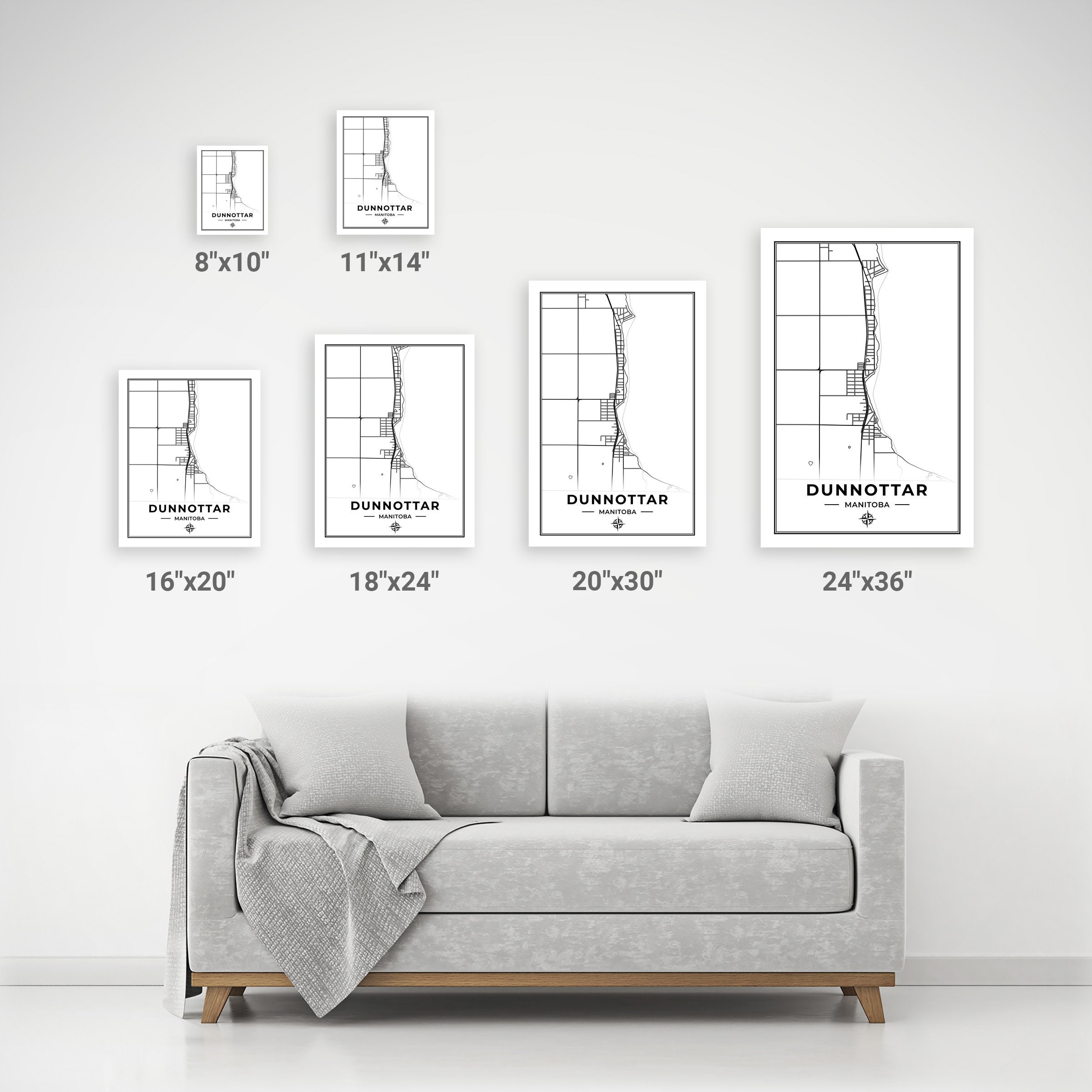 Dunnottar Map Print | Map of Dunnottar Manitoba | Black & White ...