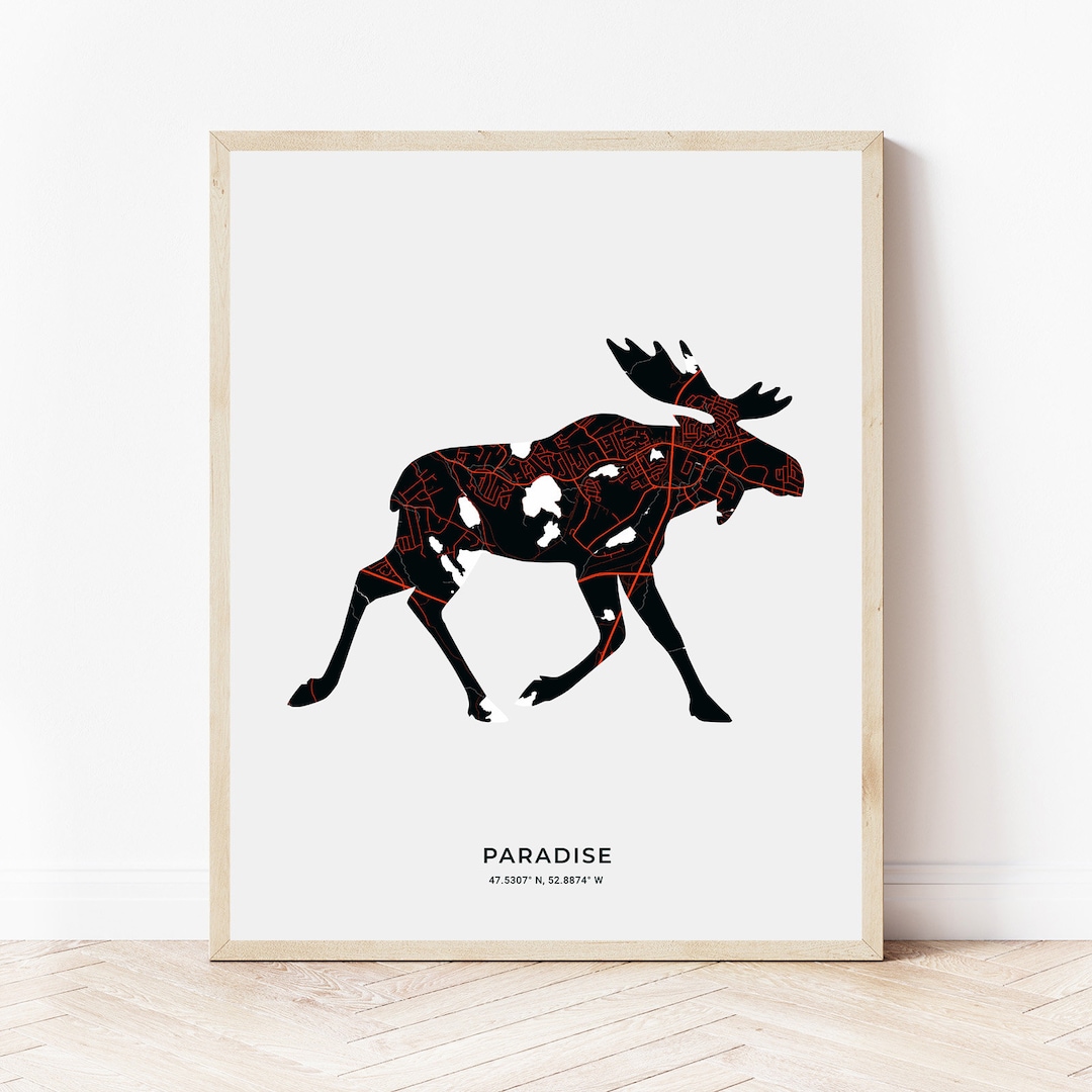 Paradise Moose Print Map of Paradise Newfoundland Digital Download - Etsy