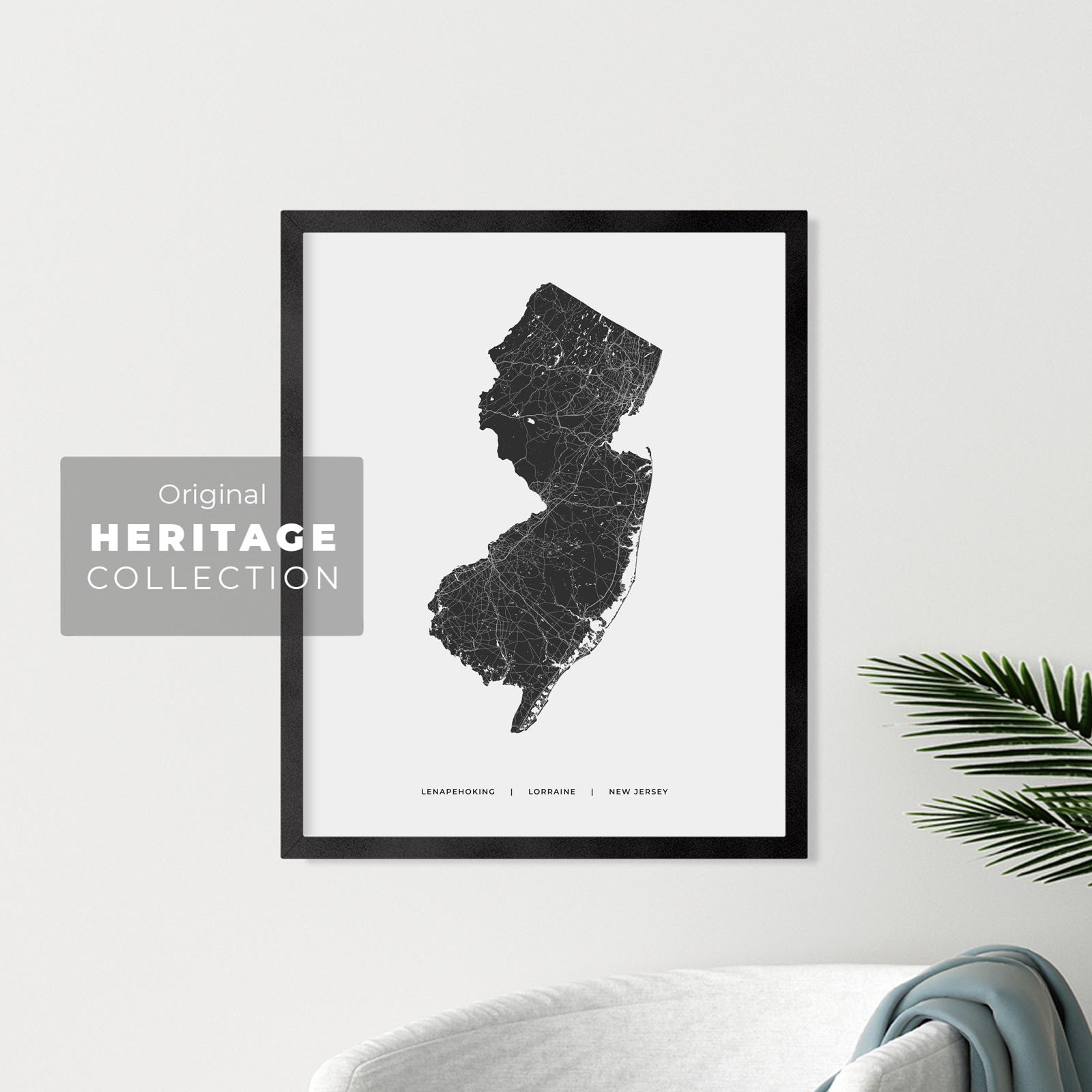 New Jersey Map Print | Map of New Jersey | Digital Download - Etsy
