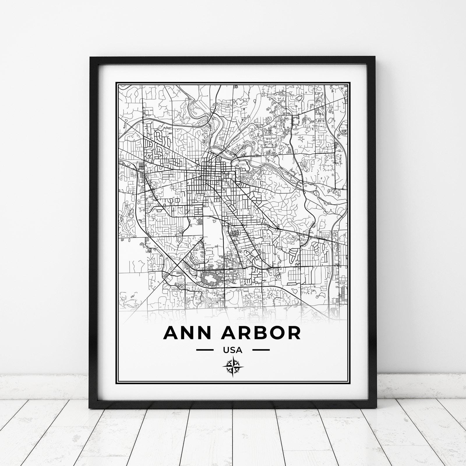 Ann Arbor Map Print | Map of Ann Arbor Michigan | Digital Download - Etsy