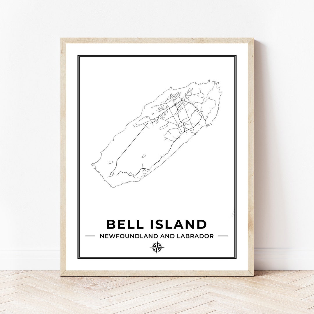 Bell Island Map Print | Map of Bell Island Newfoundland | Black & White ...