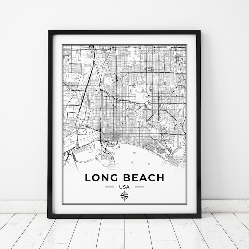 Long Beach Map Print | Map of Long Beach California | Digital Download ...