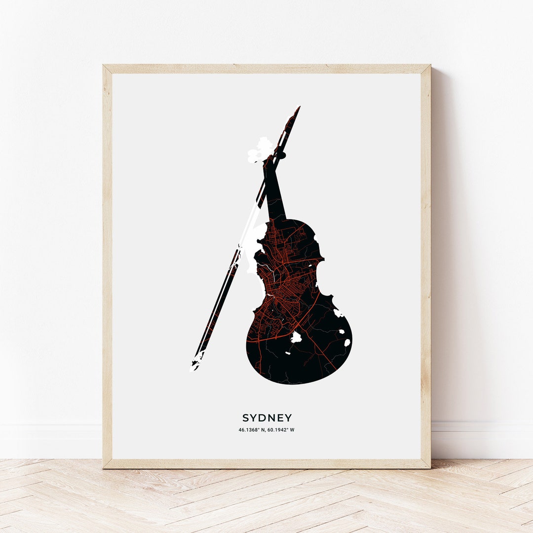 Sydney Fiddle Print | Map of Sydney Nova Scotia | Digital Download - Etsy