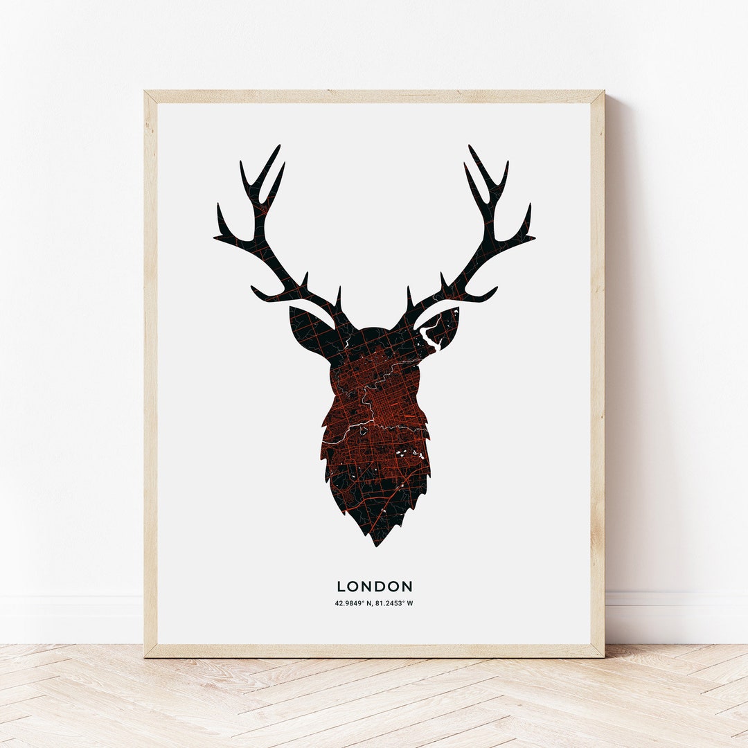 London Stag Print | Map of London Ontario | Digital Download - Etsy