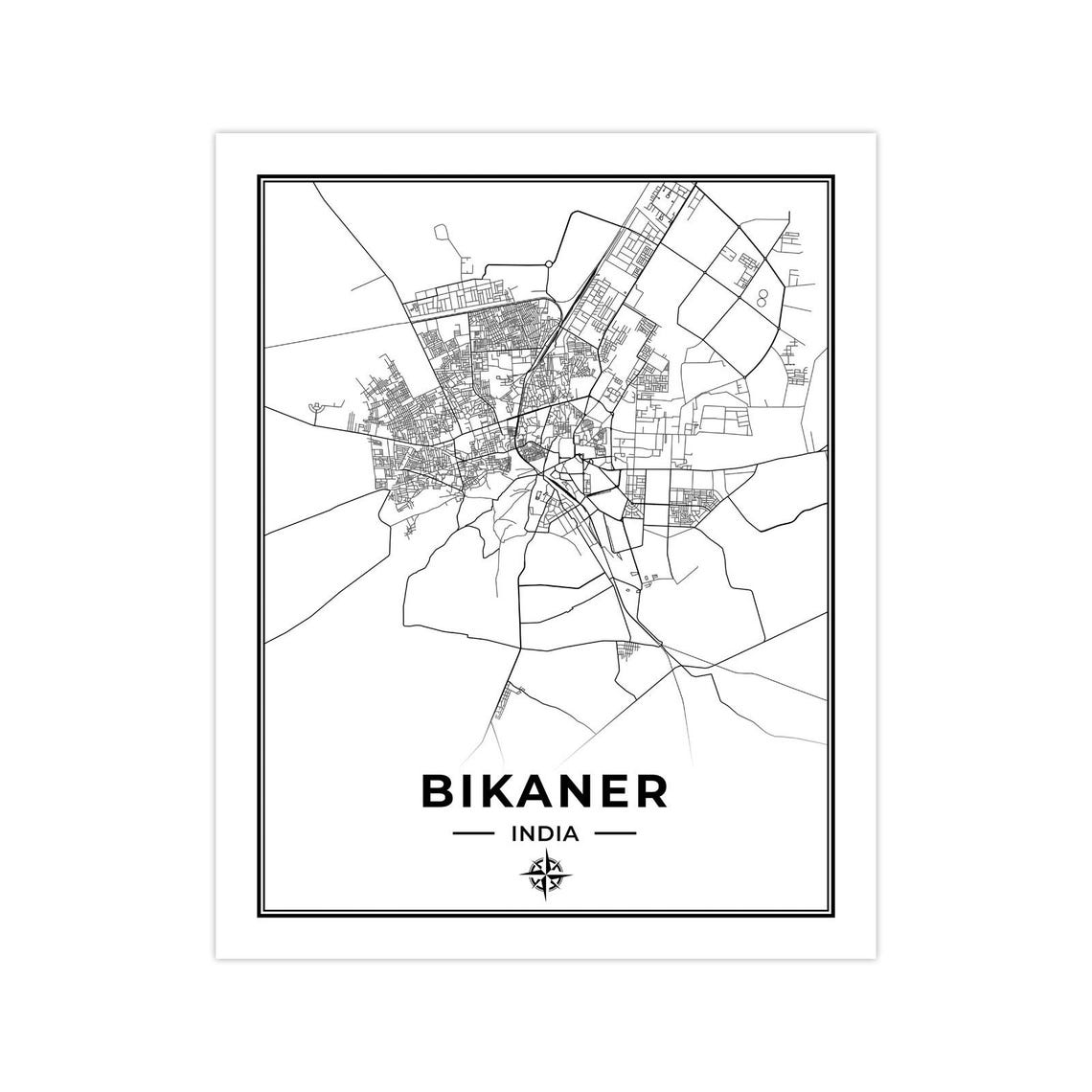 Bikaner Map Print | Map of Bikaner India | Digital Download - Etsy