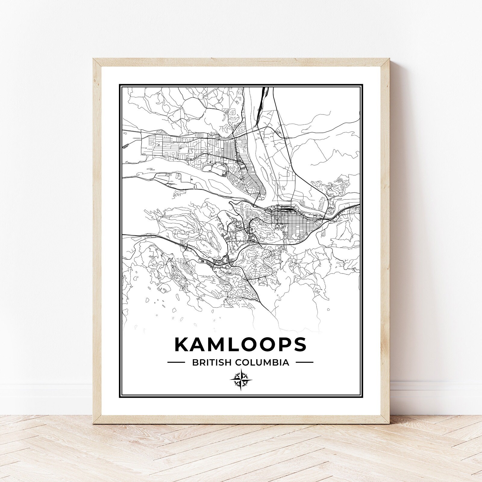 Kamloops Map Print Map of Kamloops British Columbia Black | Etsy