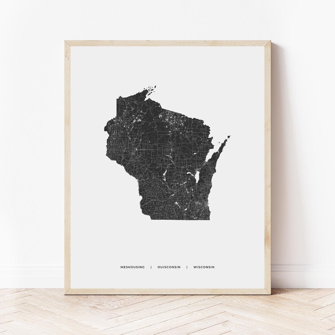 Wisconsin Map Print | Map of Wisconsin | Digital Download - Etsy
