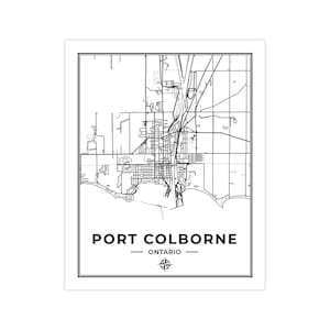 Port Colborne Map Print | Map of Port Colborne Ontario | Black & White ...