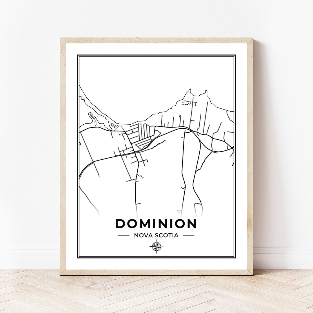 Dominion Map Print | Map of Dominion Nova Scotia | Black & White ...