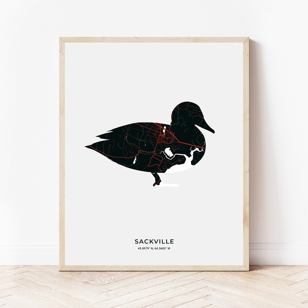 Sackville Black Duck Print | Map of Sackville New Brunswick | Digital ...