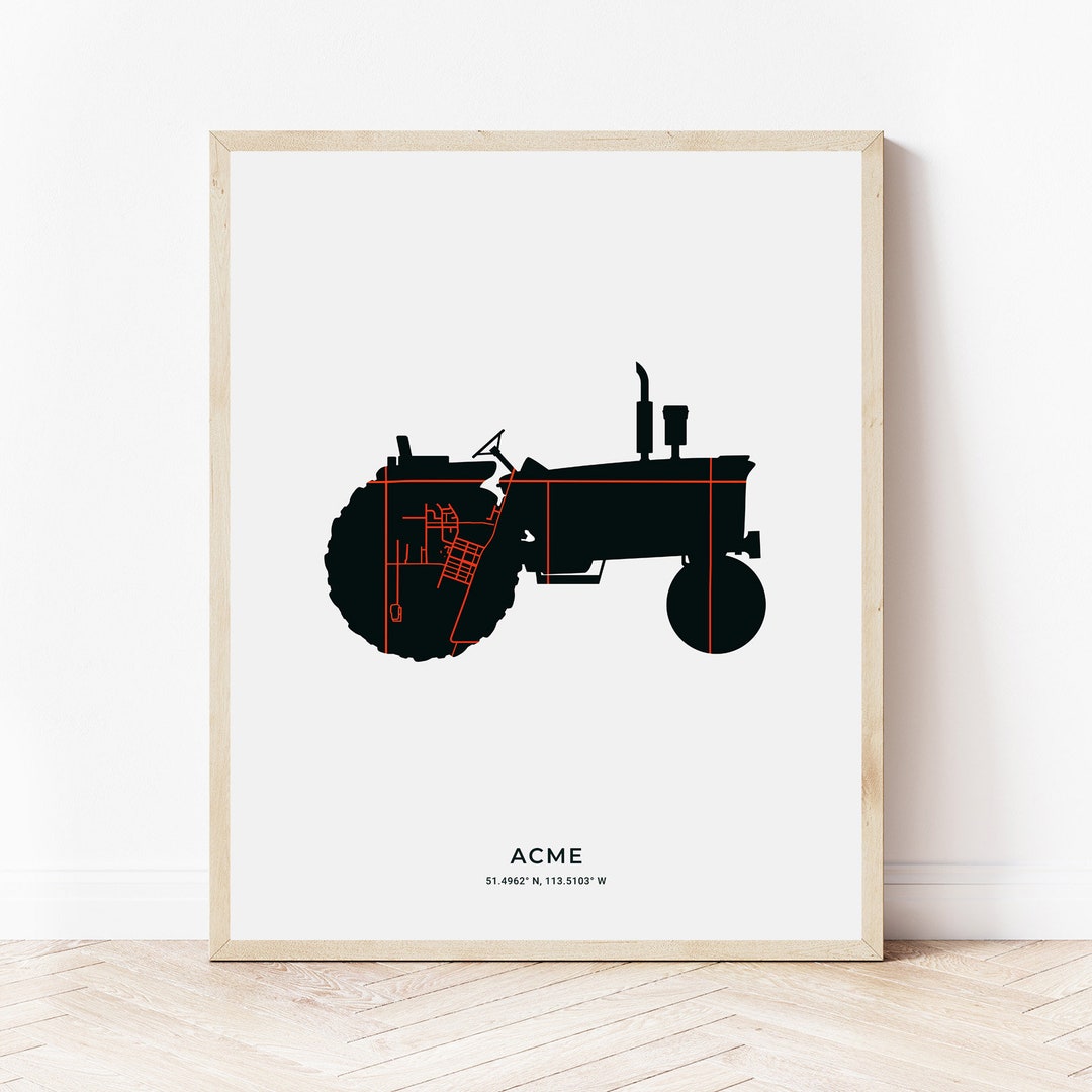 Acme Tractor Print | Map of Acme Alberta | Digital Download - Etsy