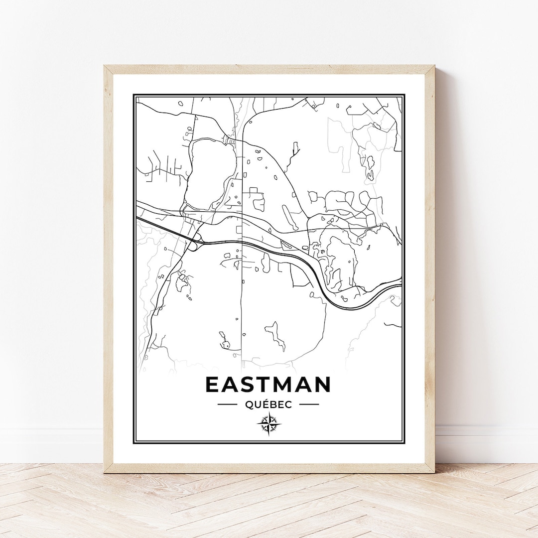Eastman Map Print | Map of Eastman Québec | Black & White | Digital ...
