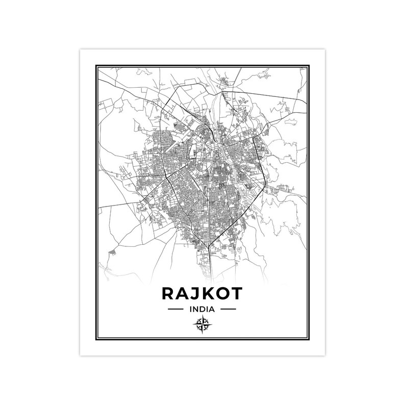 Rajkot Map Print | Map of Rajkot India | Digital Download - Etsy