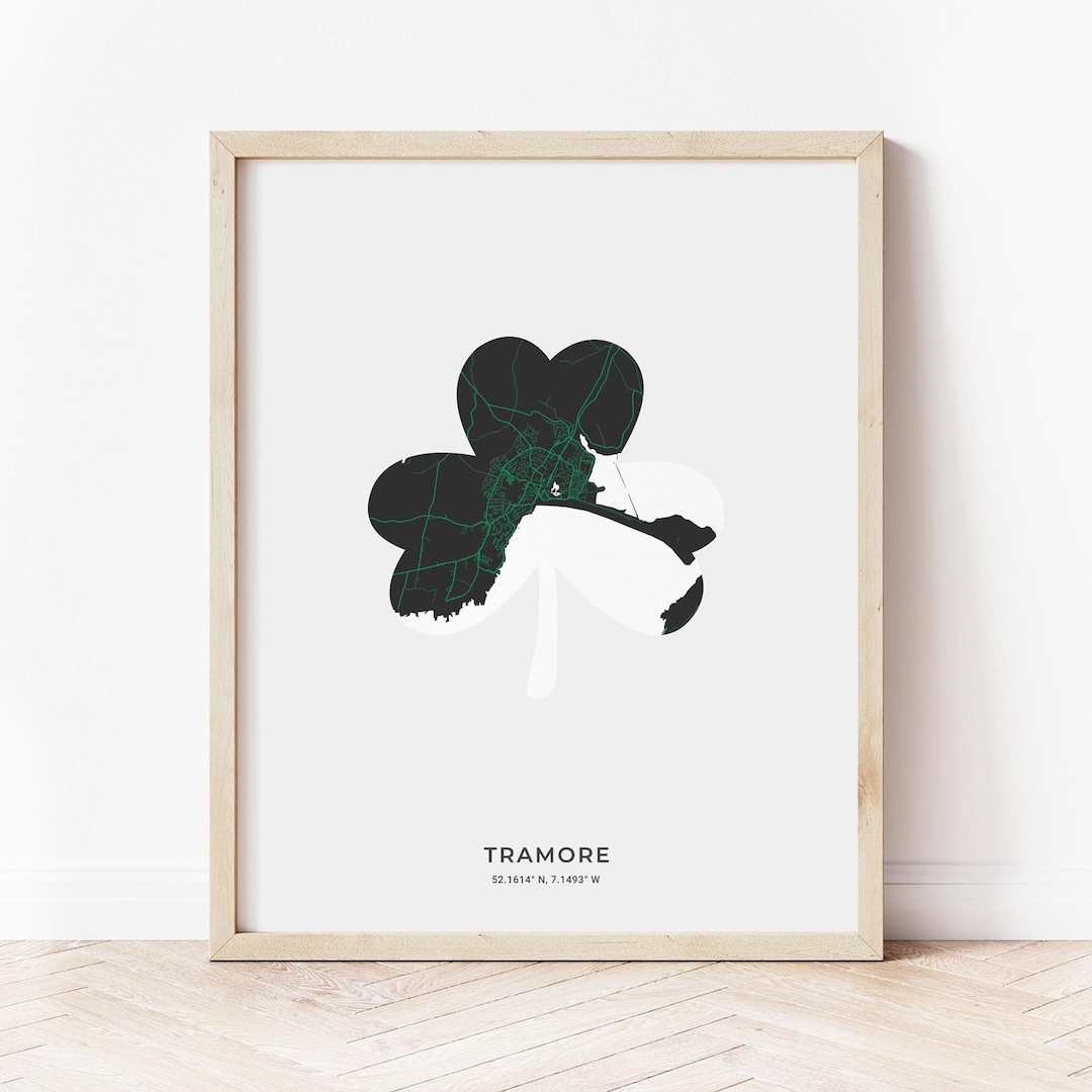 Tramore Shamrock Map Print | Map of Tramore Ireland | Digital Download ...