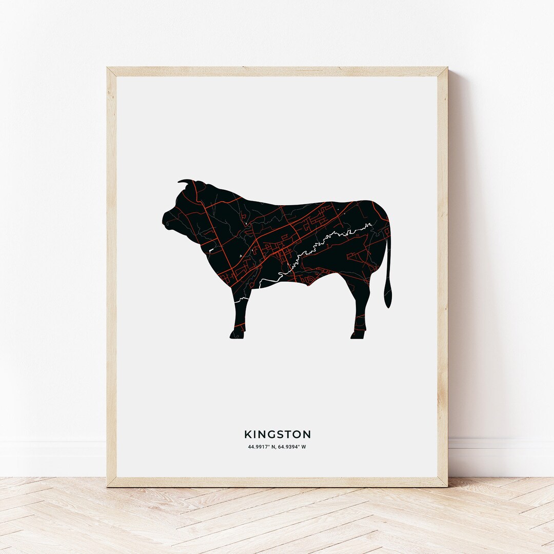 Kingston Steer Print | Map of Kingston Nova Scotia | Digital Download ...