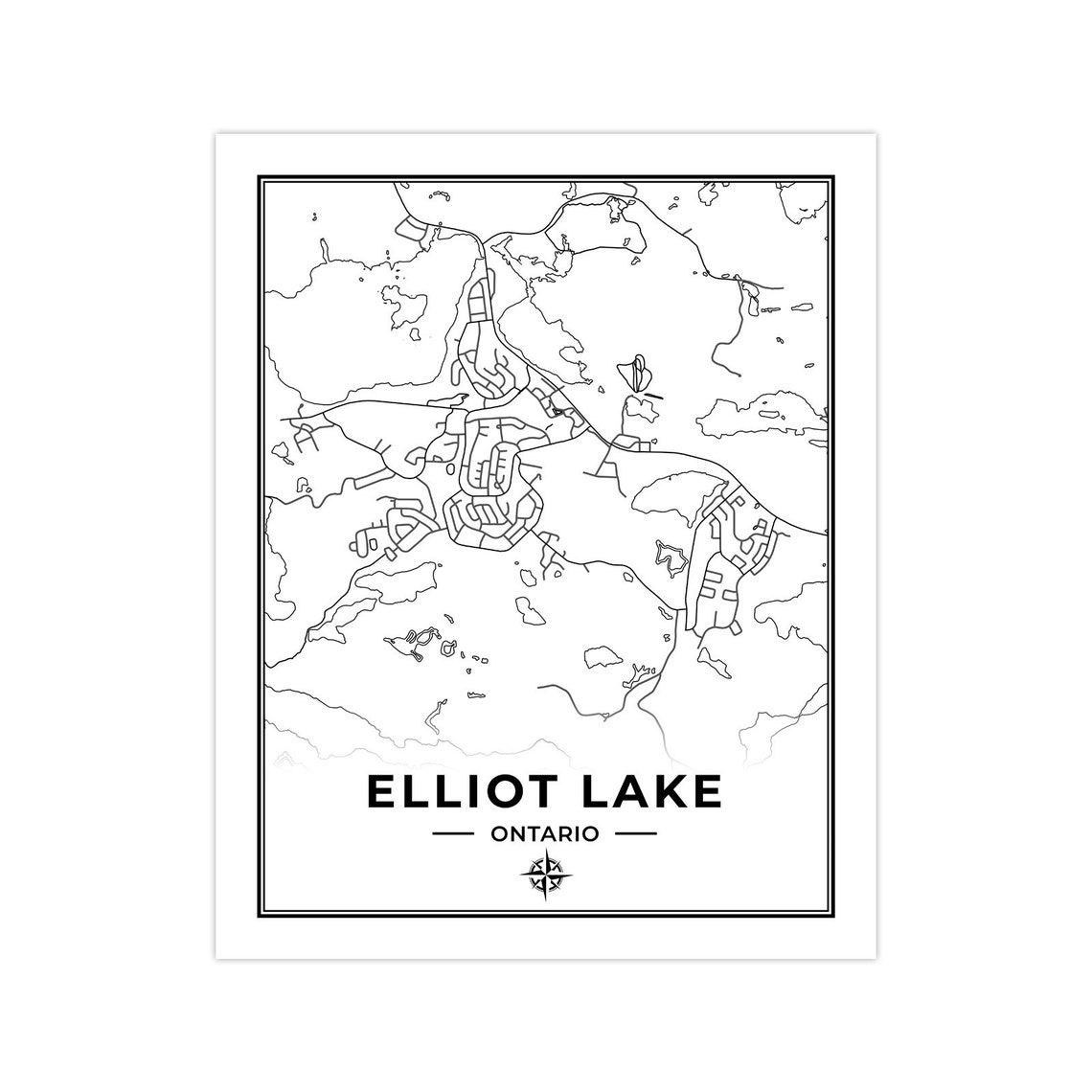 Elliot Lake Map Print Map of Elliot Lake Ontario Black & - Etsy Ireland
