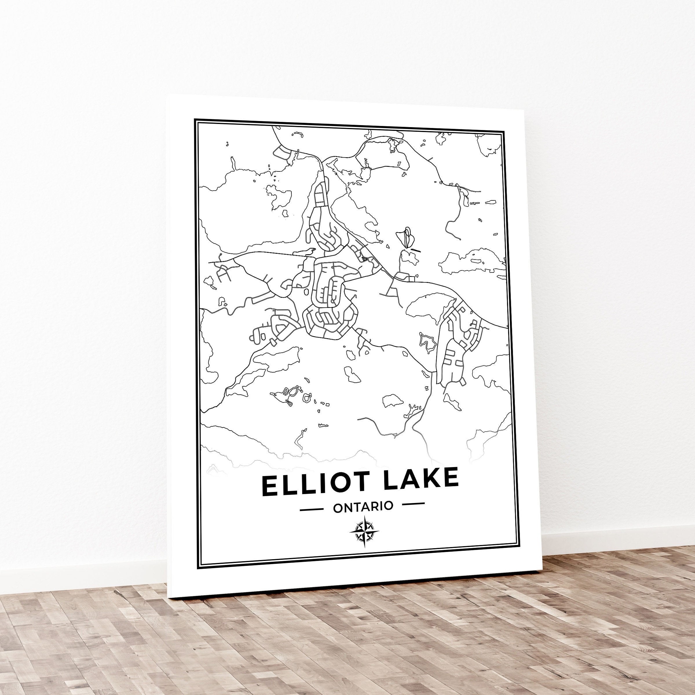 Elliot Lake Map Print Map of Elliot Lake Ontario Black & | Etsy