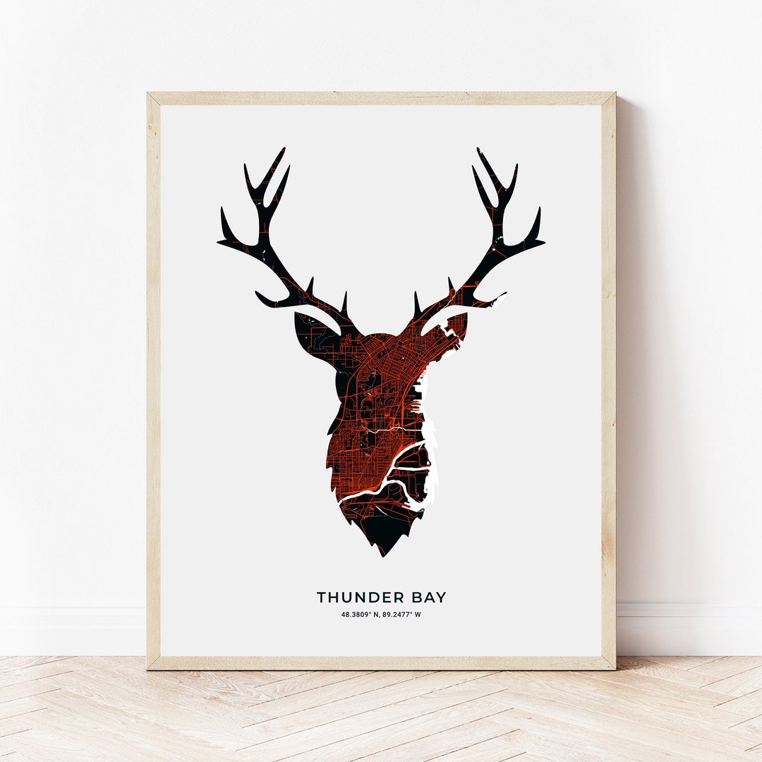 Thunder Bay Stag Print | Map of Thunder Bay Ontario | Digital Download ...