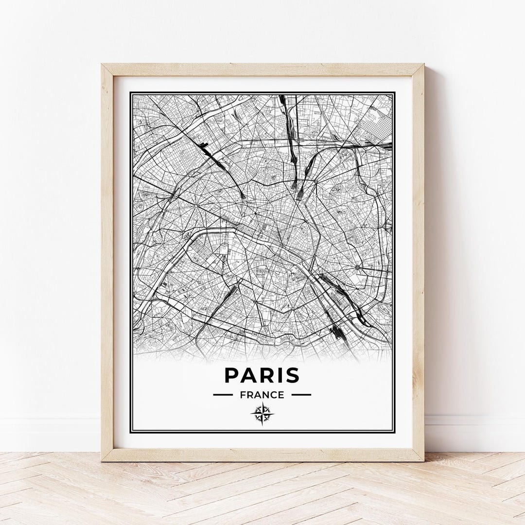 Paris Map Print | Map of Paris France | Digital Download - Etsy