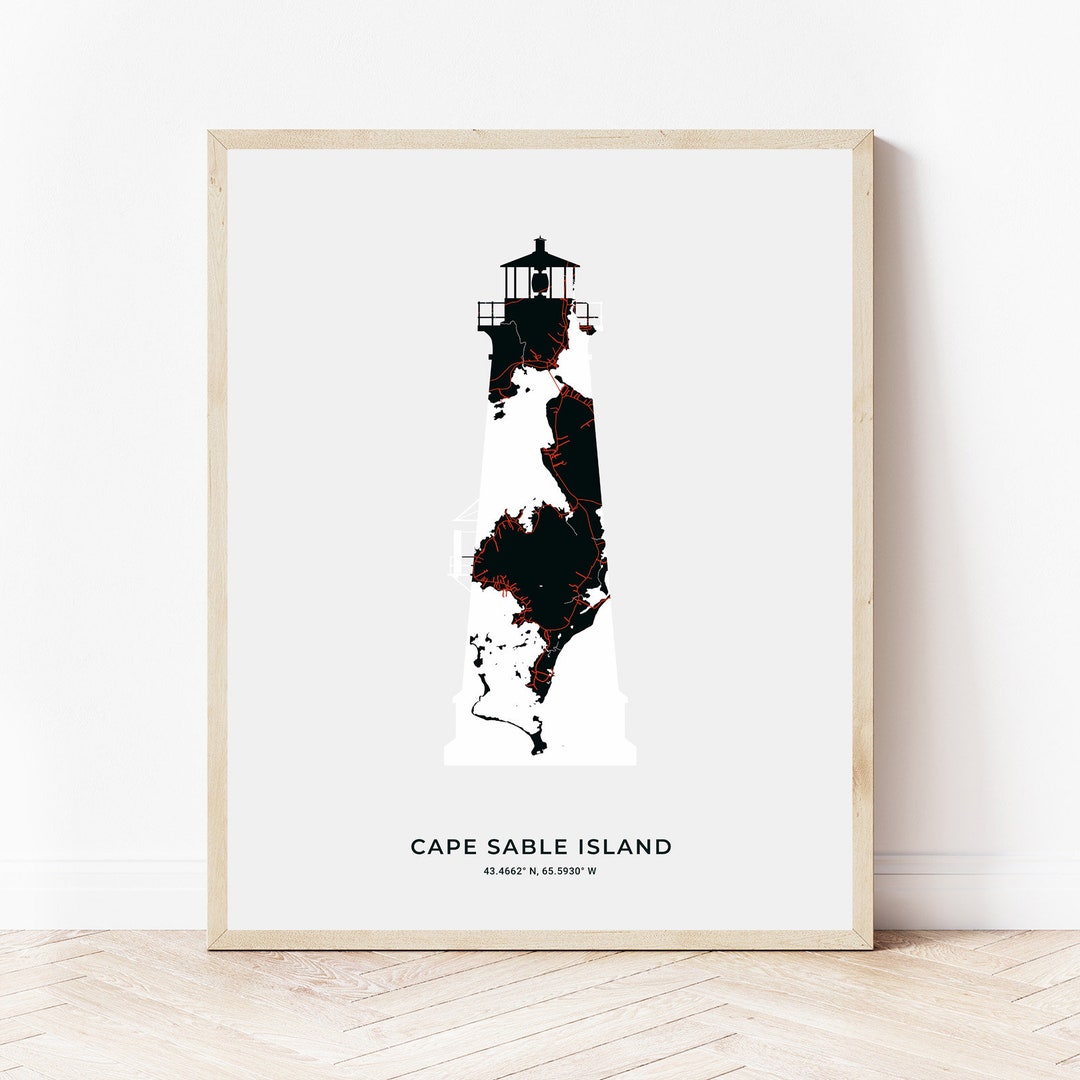 Cape Sable Island Lighthouse Print | Map of Cape Island Nova Scotia ...