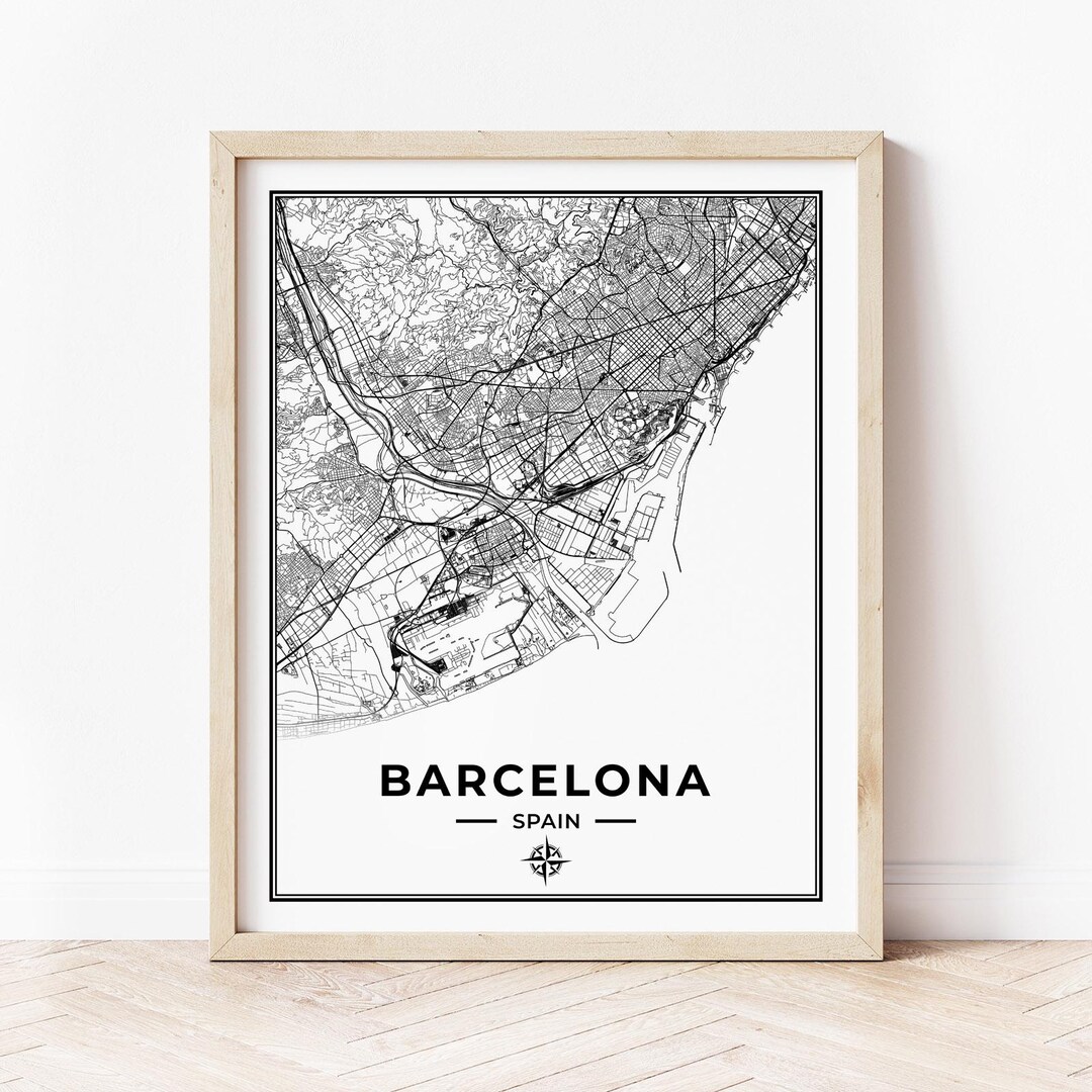 Barcelona Map Print | Map of Barcelona Spain | Digital Download - Etsy