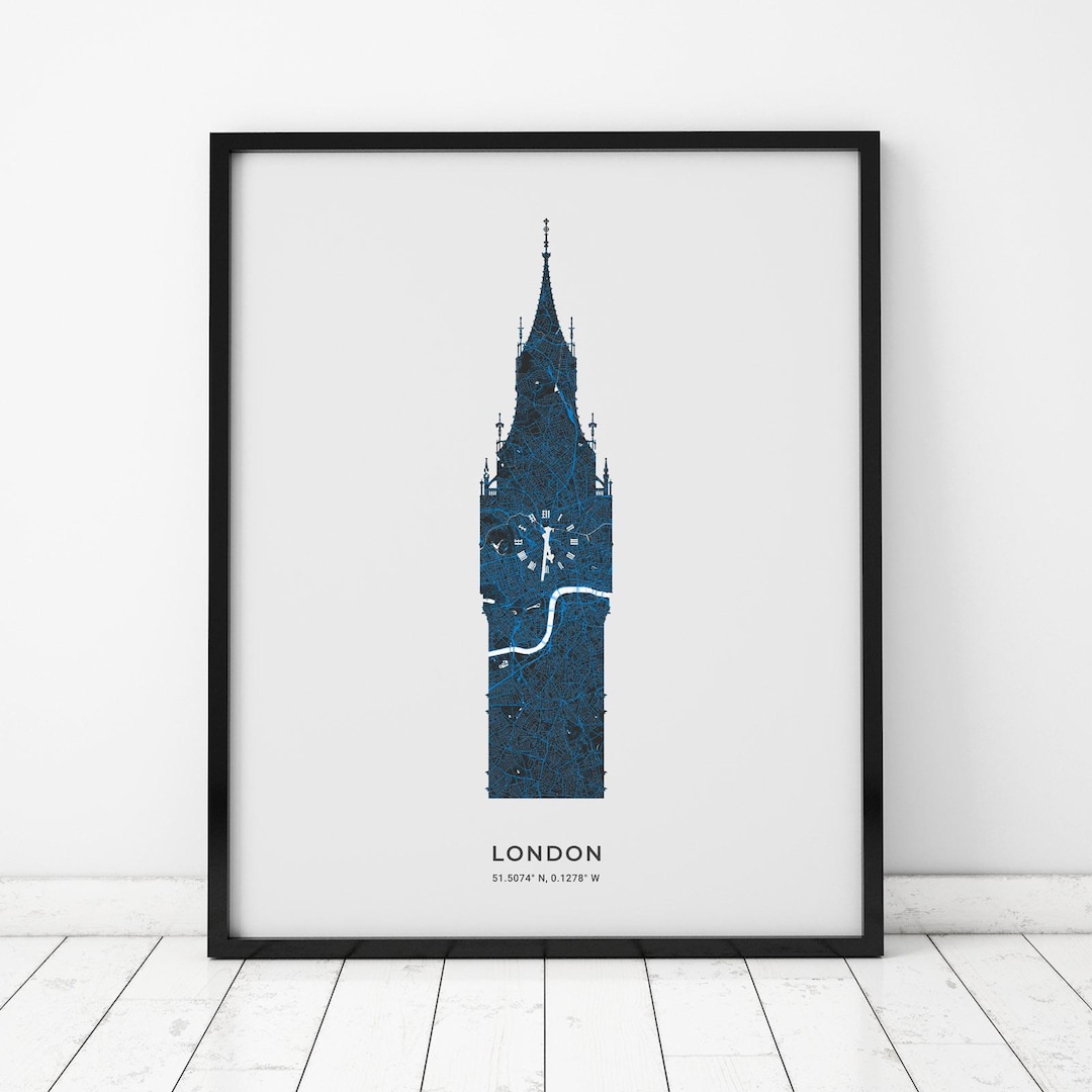 London Big Ben Map Print | Map of London England | Digital Download - Etsy
