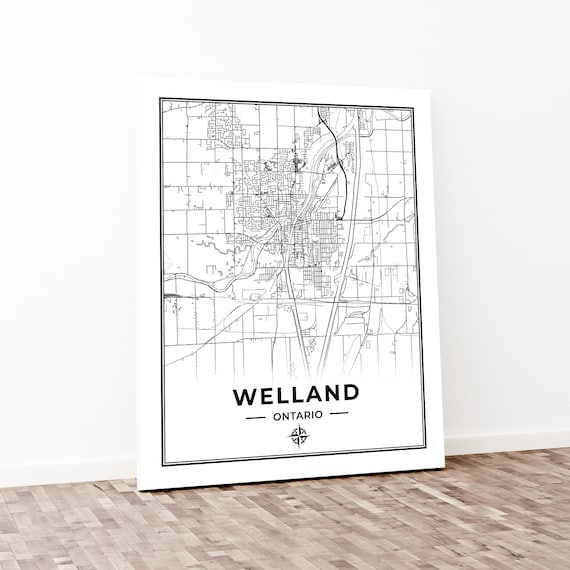 Home Décor Home & Living Welland Ontario Map Print Full Color Map ...