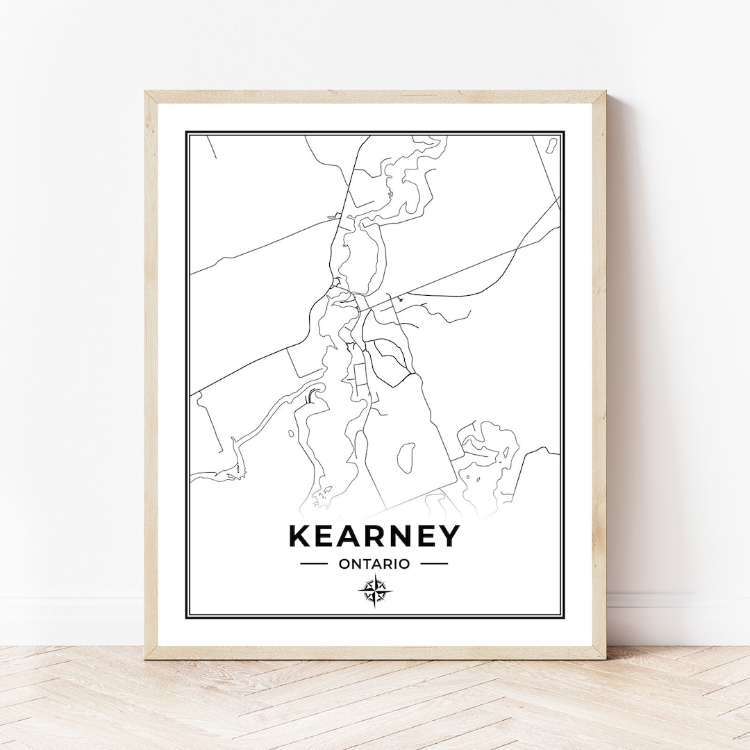 Kearney Map Print | Map of Kearney Ontario | Black & White | Digital ...