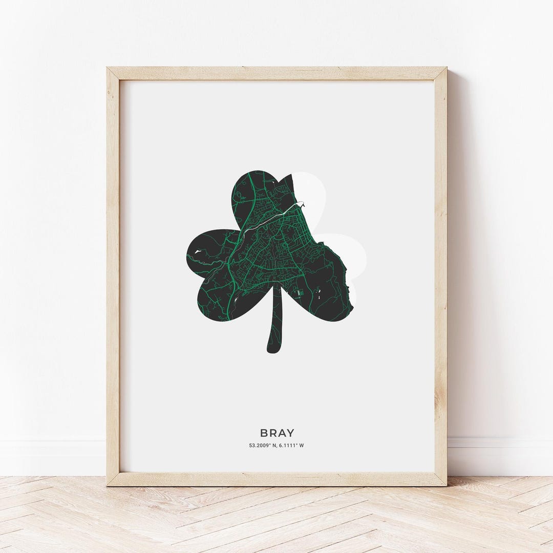 Bray Shamrock Map Print | Map of Bray Ireland | Digital Download - Etsy