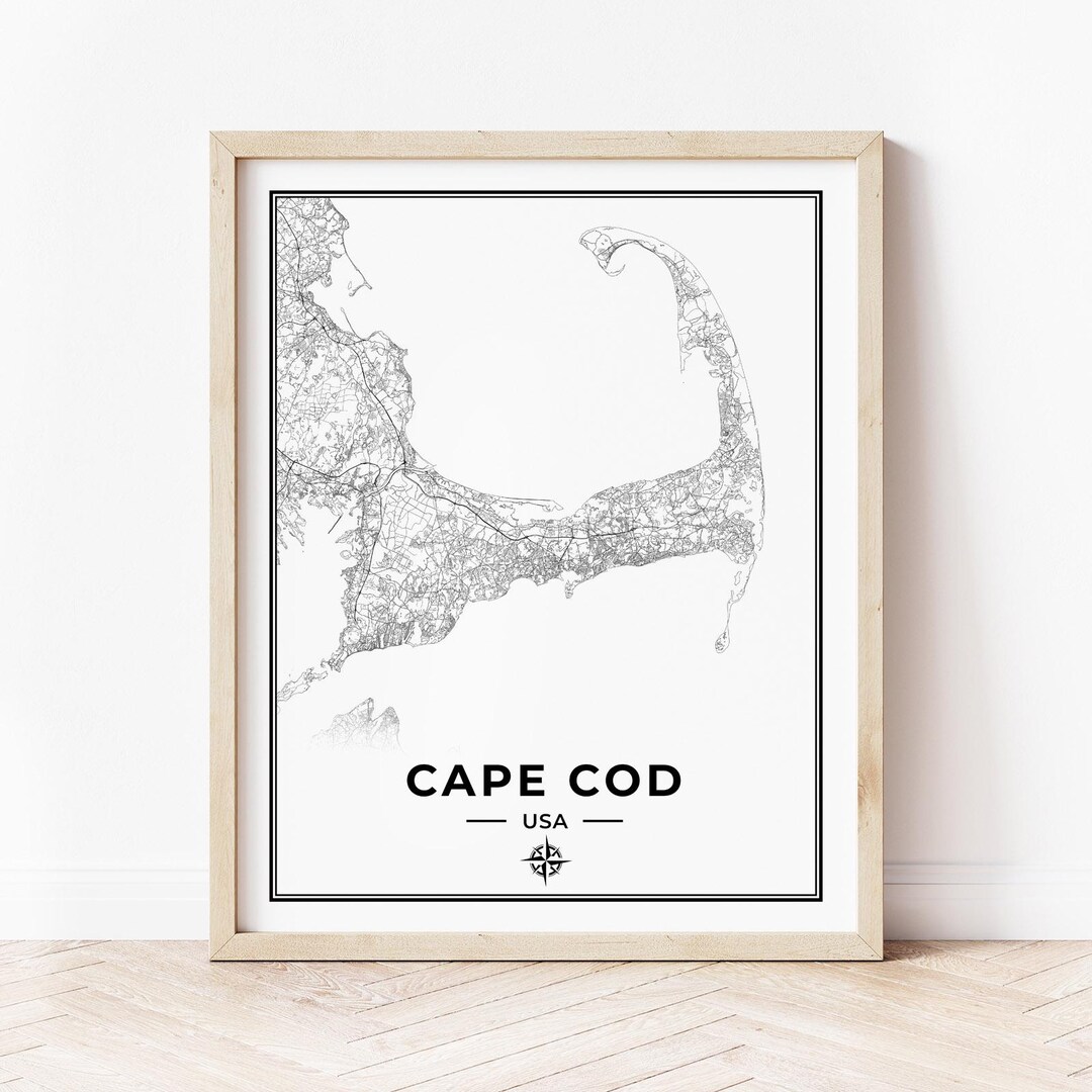 Cape Cod Map Print | Map of Cape Cod Massachusetts | Digital Download ...