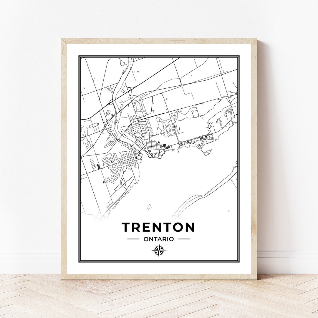 Trenton Map Print | Map of Trenton Ontario | Black & White | Digital ...