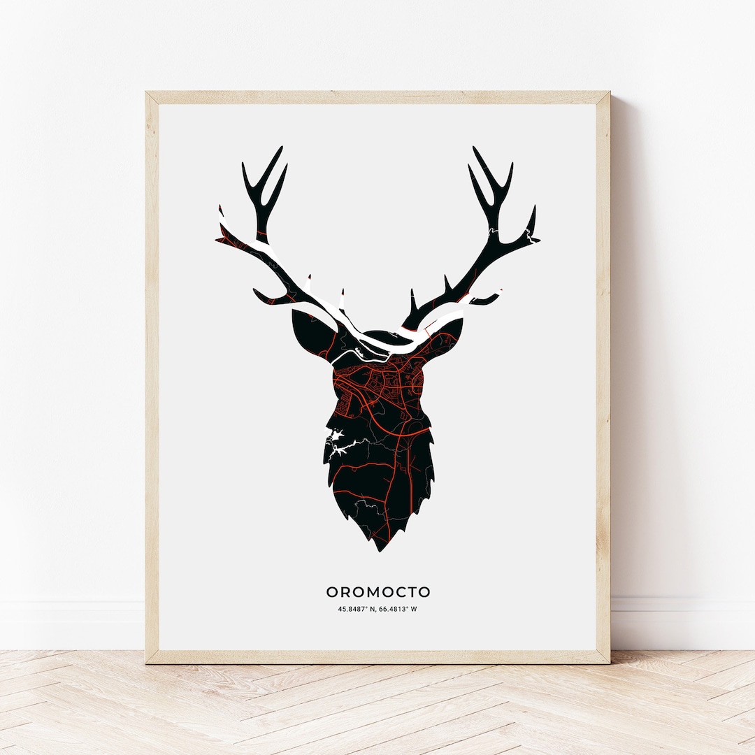 Oromocto Stag Print | Map of Oromocto New Brunswick | Digital Download ...