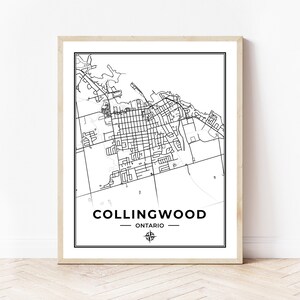 Collingwood Map Print | Map of Collingwood Ontario | Black & White ...