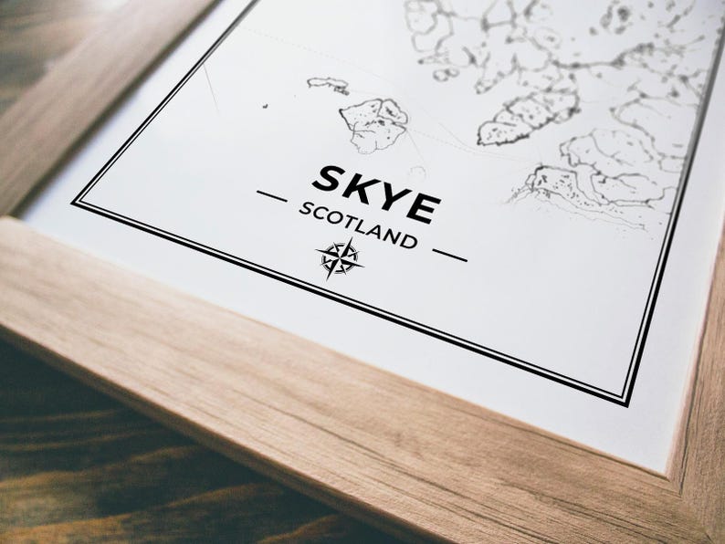 Skye Map Print | Map of Skye Scotland | Black & White | Digital ...