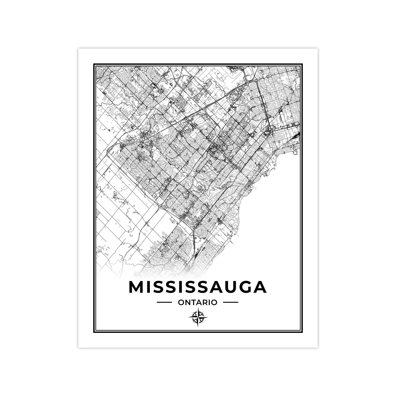 Mississauga Map Print Map of Mississauga Ontario Black & | Etsy