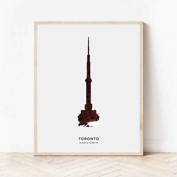 Toronto CN Tower Print Map of Toronto Ontario | Etsy Canada