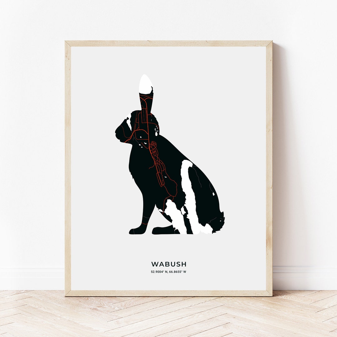 Wabush Rabbit Print | Map of Wabush Newfoundland | Digital Download - Etsy