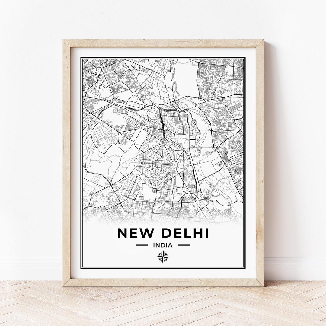 New Delhi Map Print | Map of New Delhi India | Digital Download - Etsy