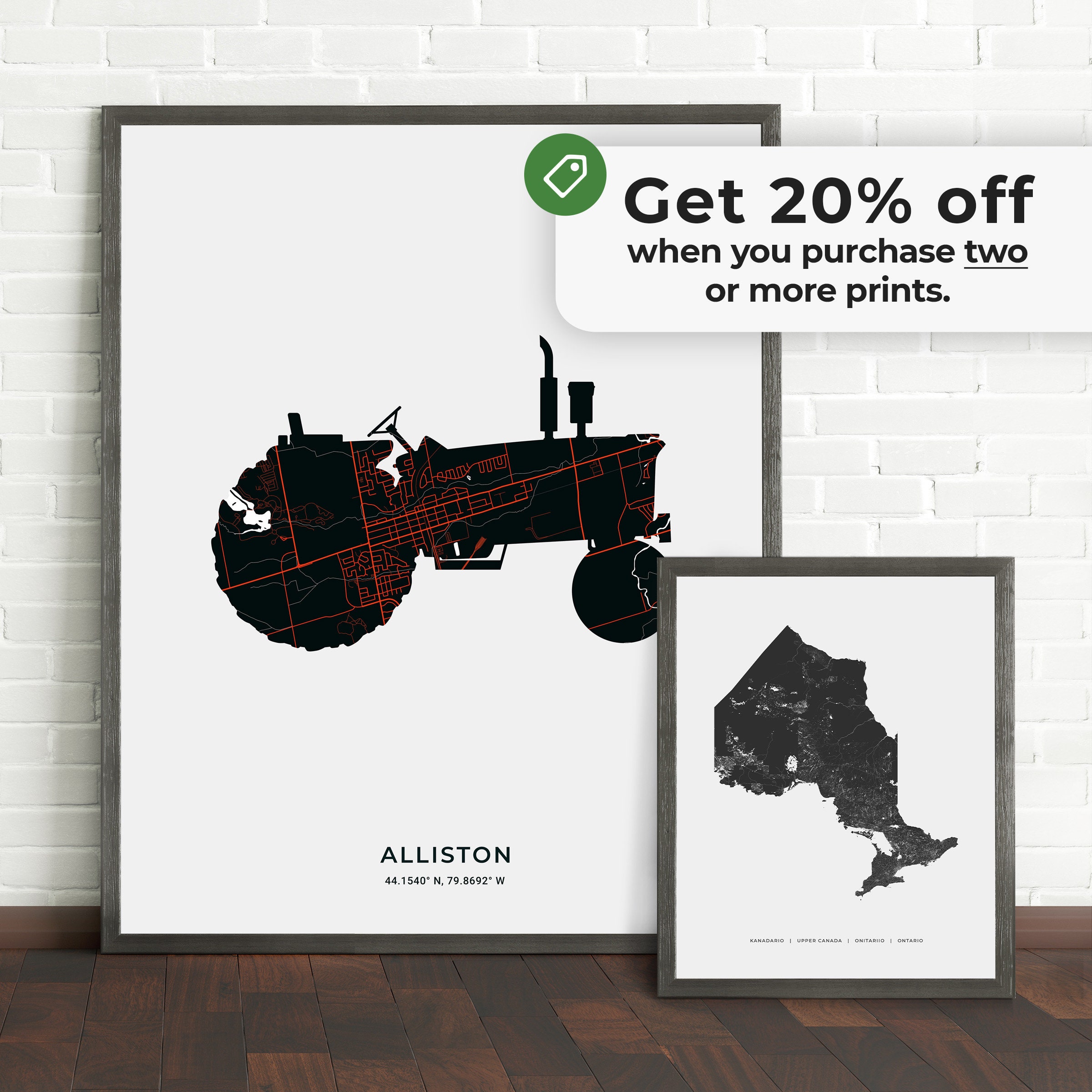 Alliston Tractor Print Map of Alliston Ontario | Etsy