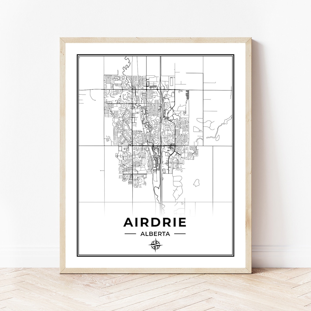 Airdrie Map Print | Map of Airdrie Alberta | Black & White | Digital ...