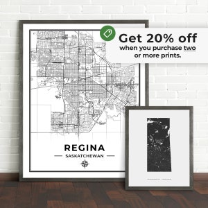 Regina Map Print | Map of Regina Saskatchewan | Black & White | Digital ...