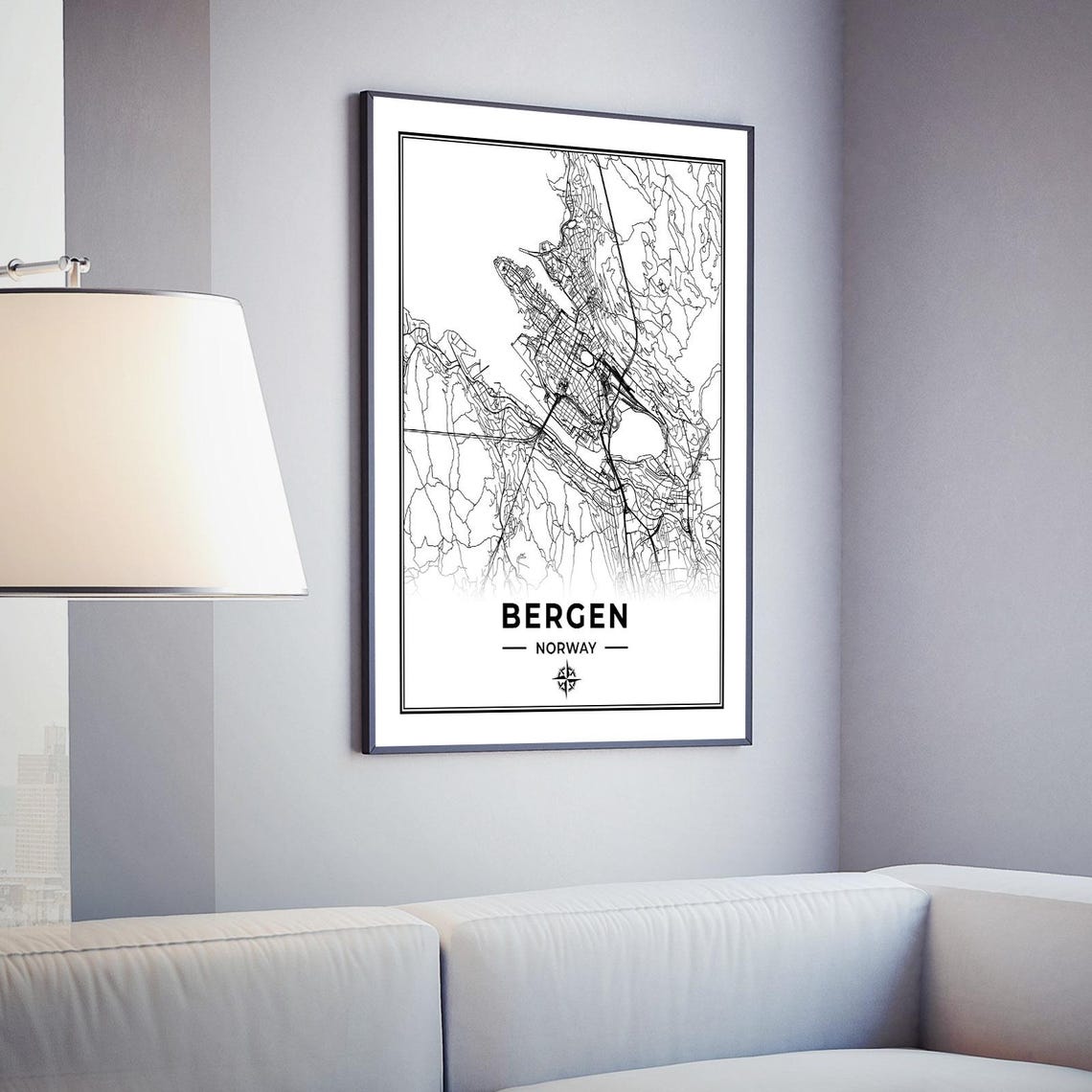 Bergen Map Print | Map of Bergen Norway | Digital Download - Etsy